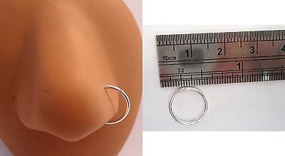 Sterling Silver Seamless Nose Hoop Ring Stud 18 gauge 18g 10mm diameter